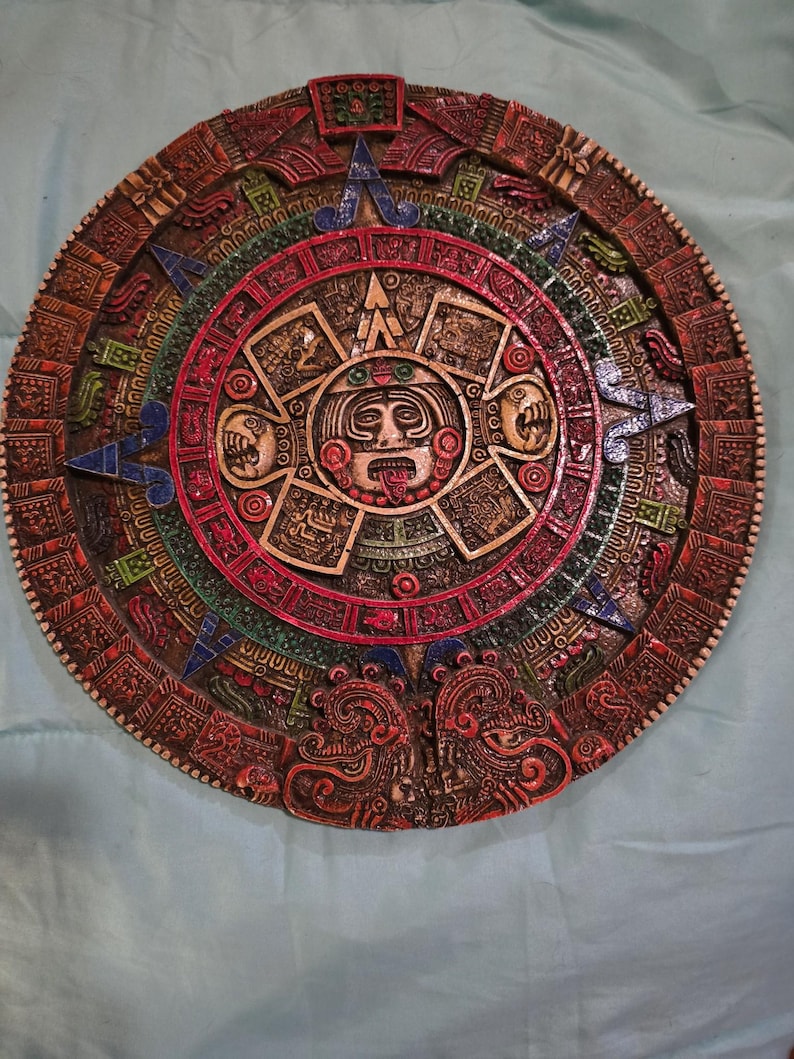 Aztec Mexican Mayan Sun Stone Wheel Circle Calendar Wall Decor 3D ...
