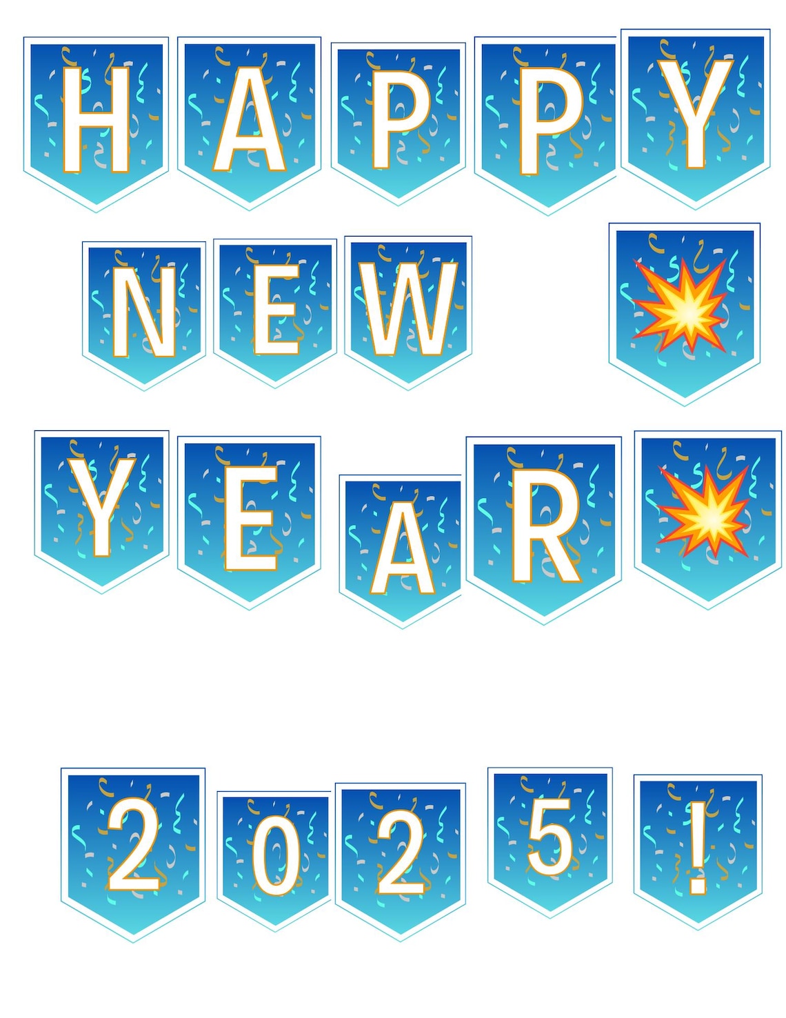 Happy New Year 2025! Printable Party Banner Digital Download PDF - Etsy