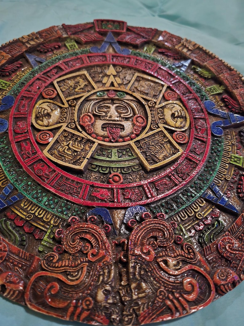 Aztec Mexican Mayan Sun Stone Wheel Circle Calendar Wall Decor 3D ...