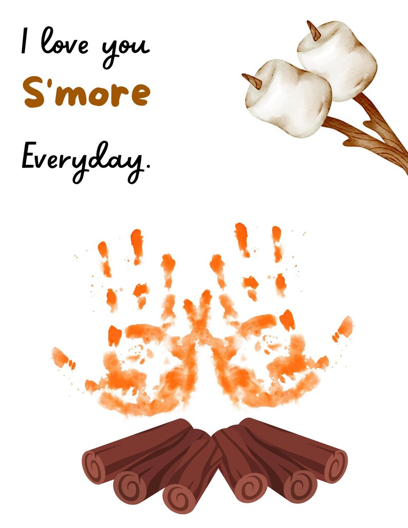 Hand Print Art / I Love You Smore Every Day / DIY Gift / Camp Fire Hand ...