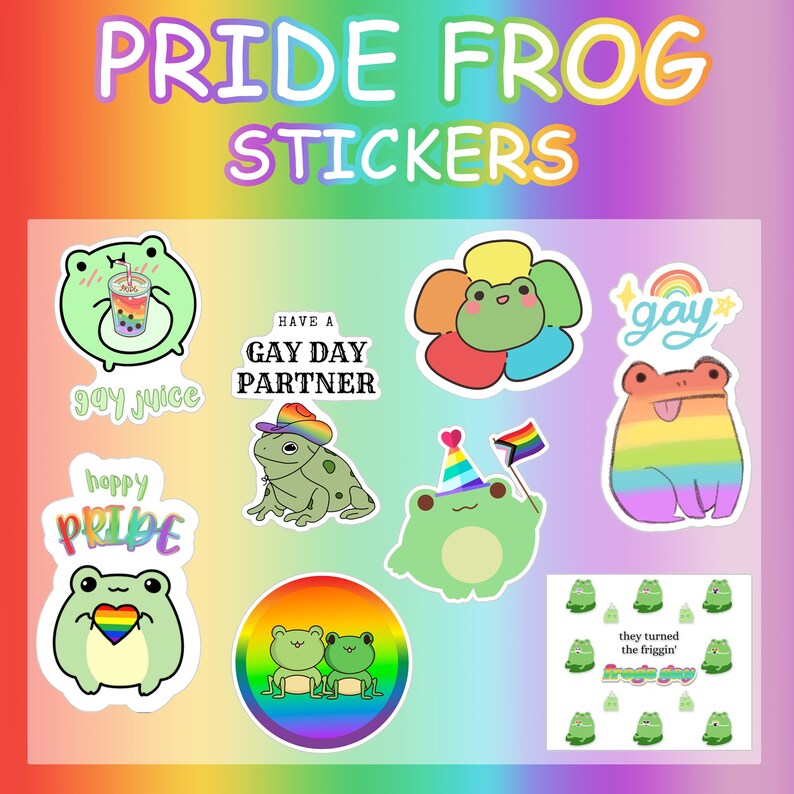 Pride Flag Stickers, Pride Merch, Lesbian Sticker, Pansexual Pride, Frog Stickers, Trans Sticker ...
