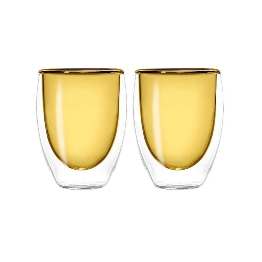 Set of 2 Glasses in Double Wall Borosilicate Glass - Etsy