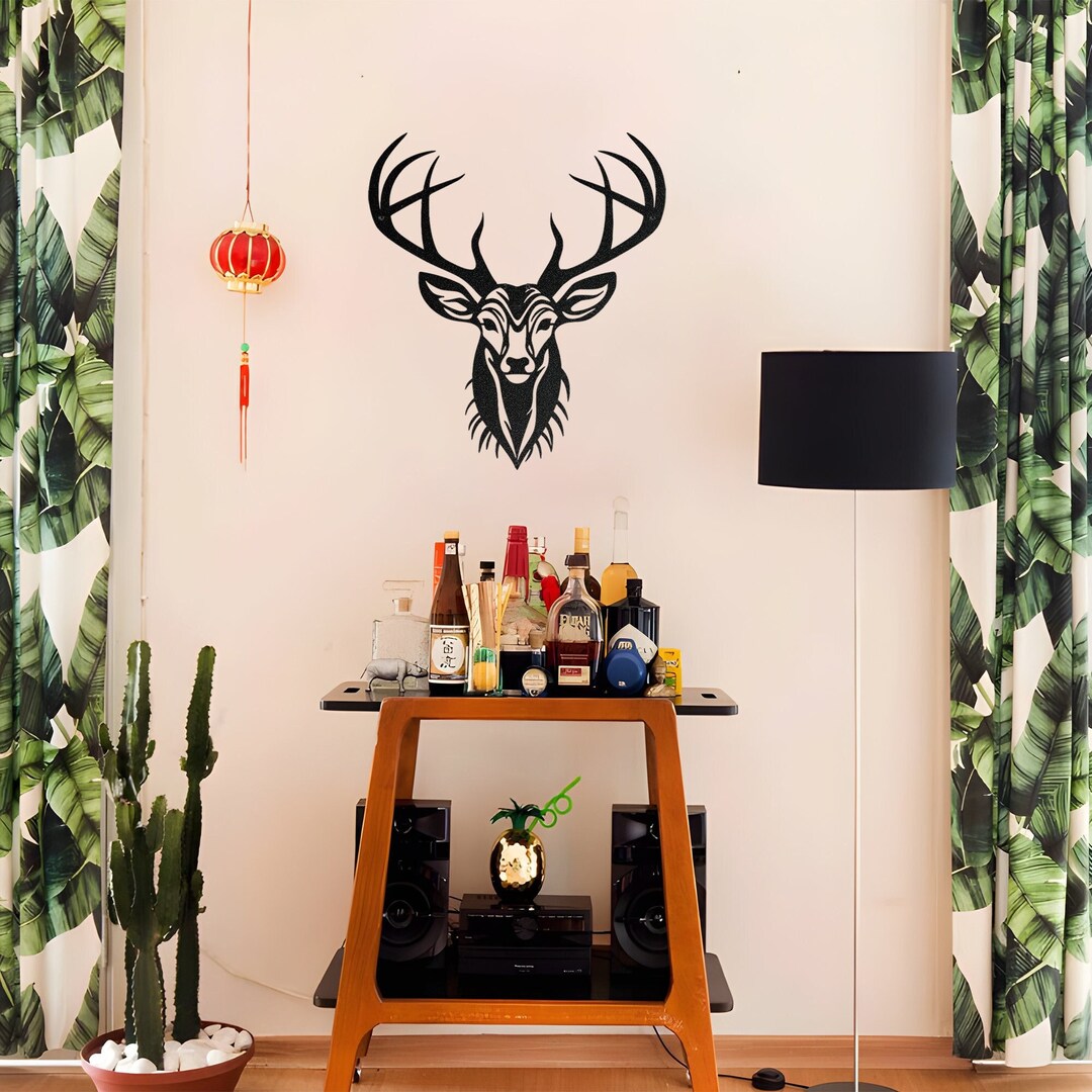 Deer Head Metal Wall Art Rustic Wildlife Decor for Cabin Bar Living ...