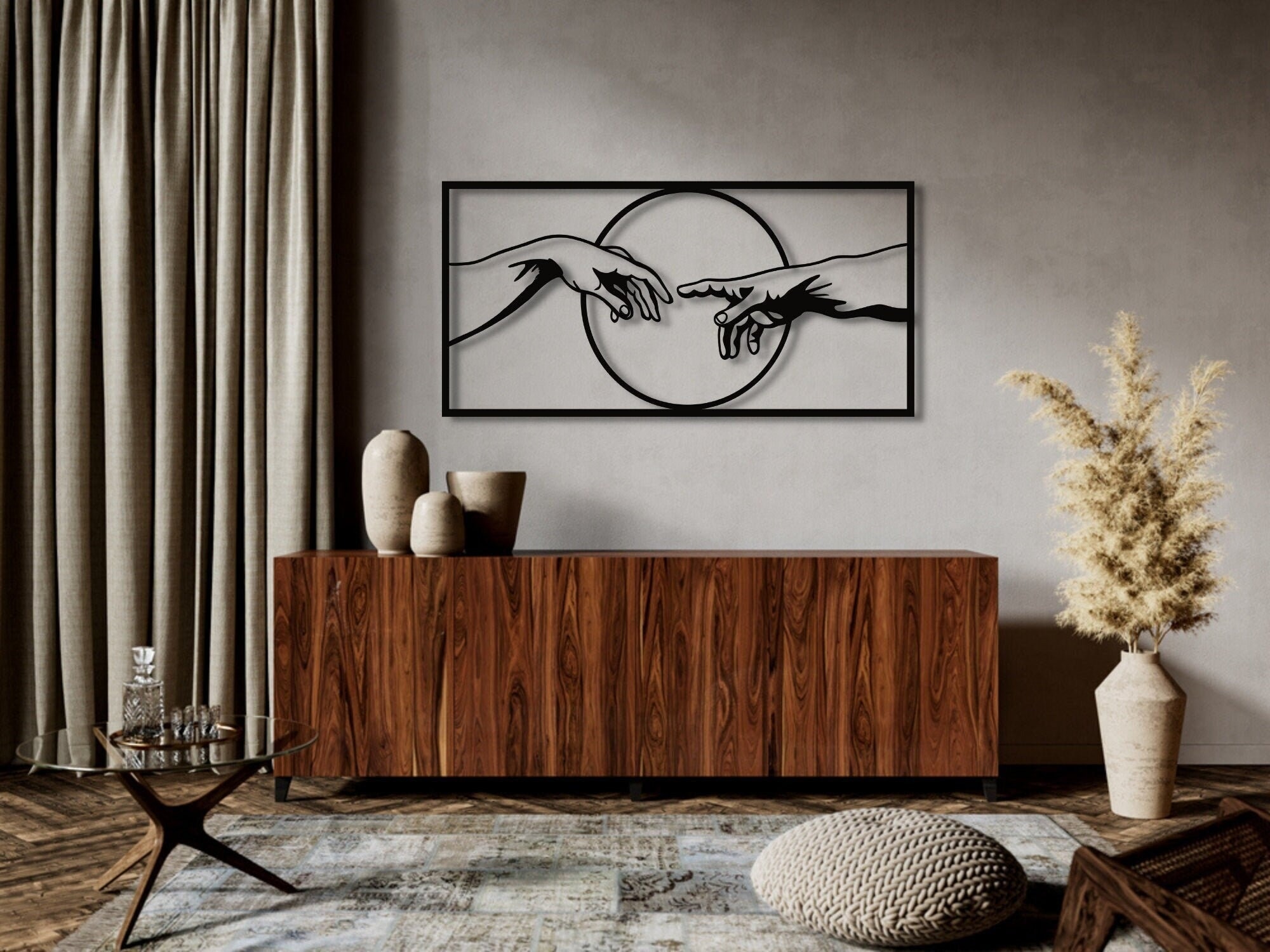 Creation of Adam Metal Wall Hanging, Michelangelo Hands Wall Decor ...