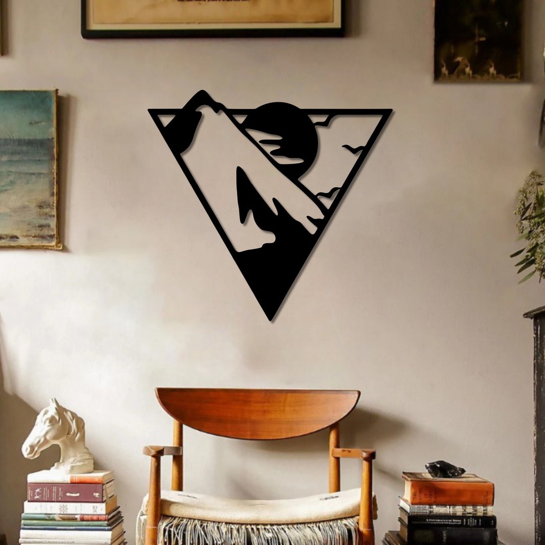 Geometric Triangles Mountain Metal Hanging,mountain Wall Art, Unique ...