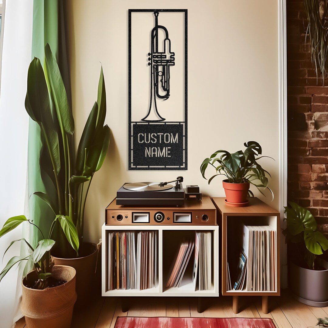 Personalized Trumpet Wall Art for Musicians, Custom Name Metal Sign for ...