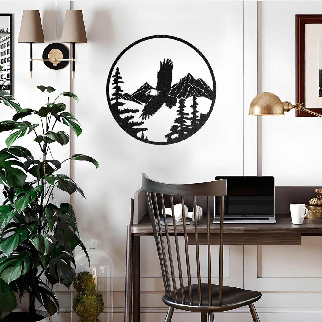 Wild Eagle and Forest Metal Wall Decor, Wild Wall Art, Home Decoration, Forest Wall Art, Bird ...