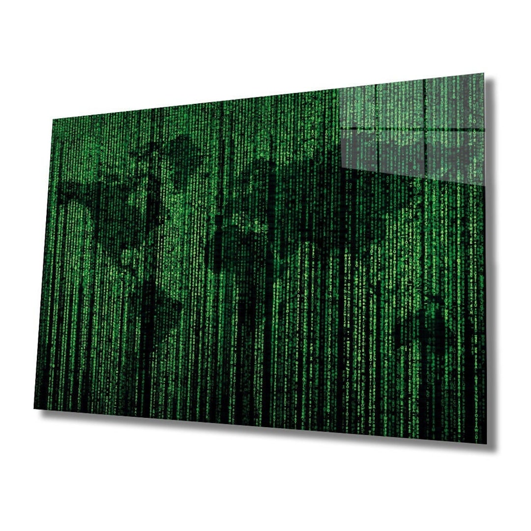 MATRIX WORLD MAP Glass Wall Art Office Décor Interior - Etsy
