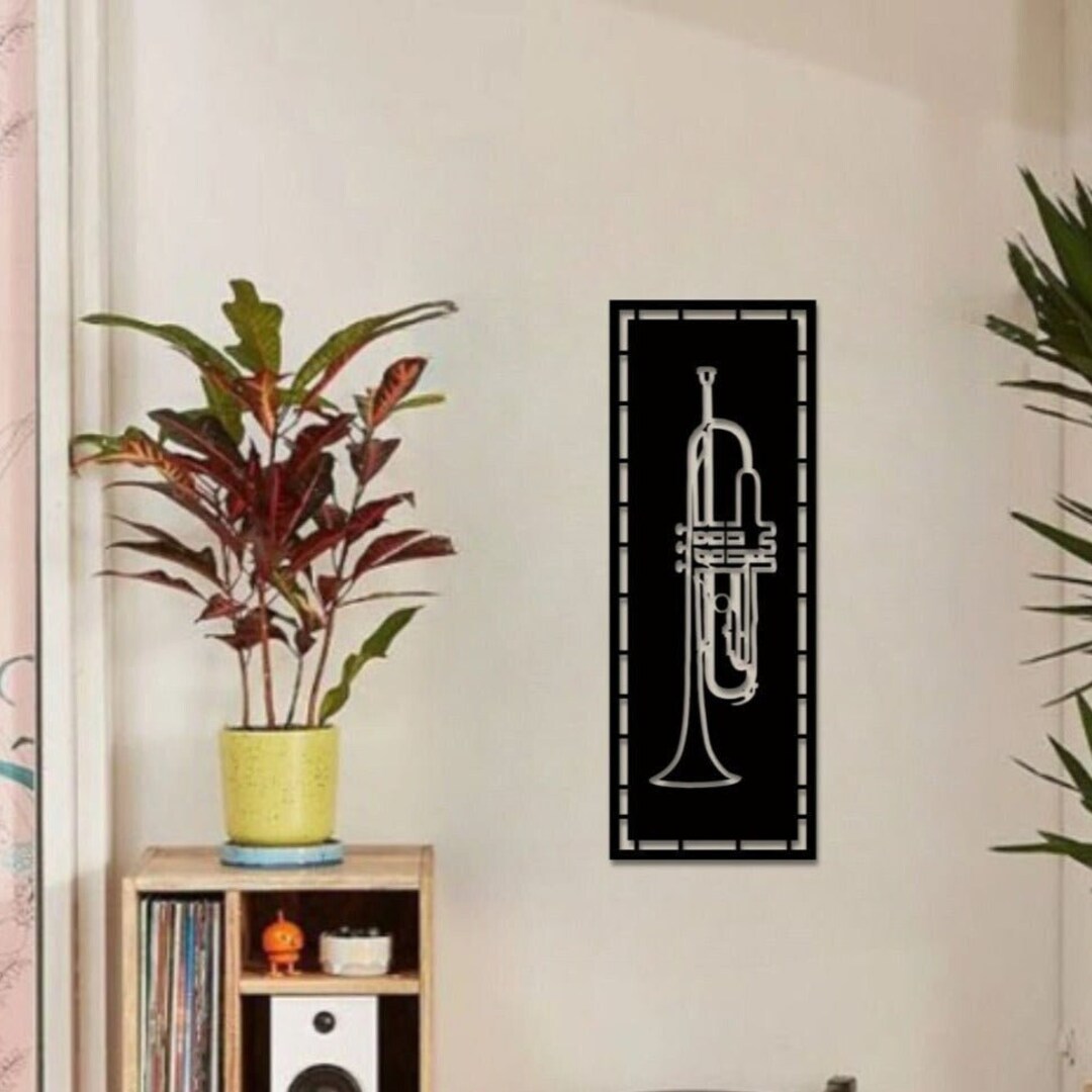 Vertical Trumpet Metal Wall Art: Modern Music Room Decor - Etsy