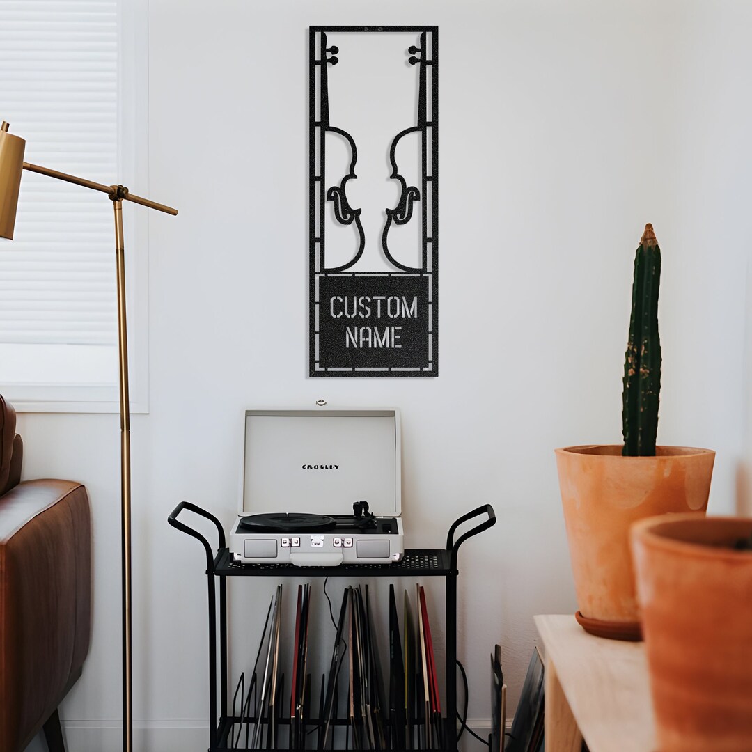 Cello Monogram Violin Metal Sign Art, Minimalist Violin Metal Line Art ...