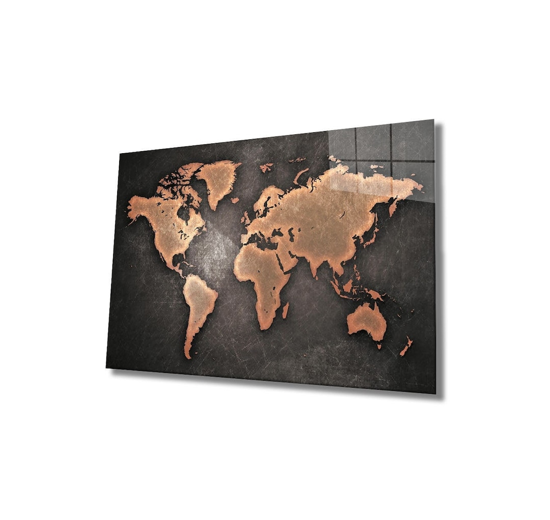 World Map Glass Wall Decor, Office Décor, Interior Designs, Home Office ...