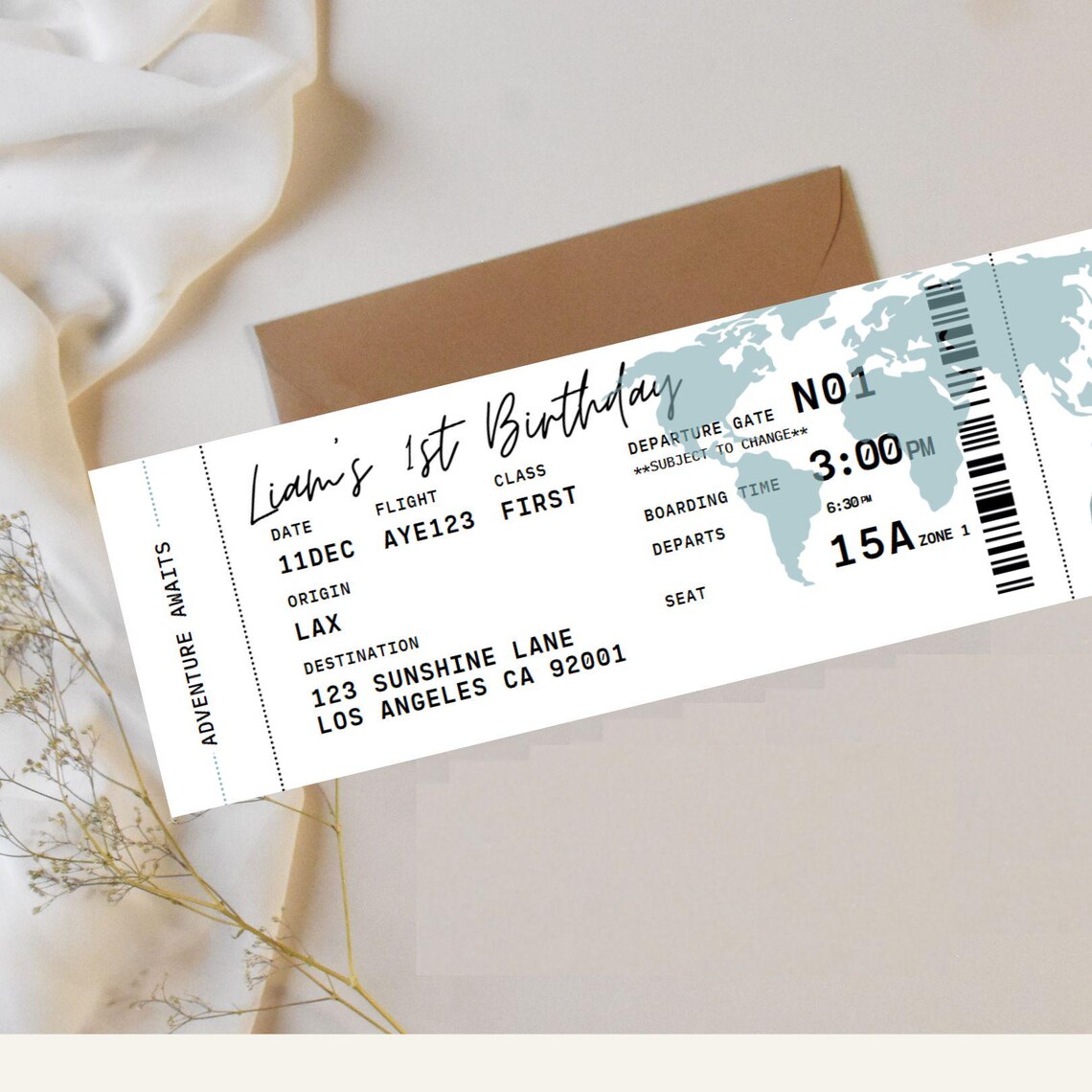 First in Flight Airplane Birthday Theme Party Invitations and ...