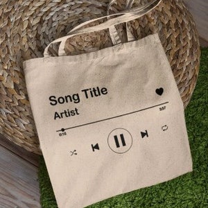 Custom Song Tote Bag, Favorite Song Bag, Song Title and Artist Name ...