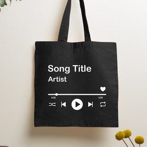 Song Title and Artist Name Tote Bag, Custom Song Tote Bag, Favorite ...