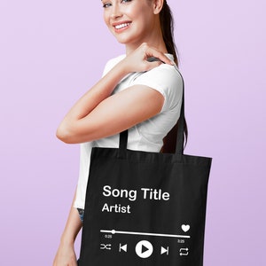 Song Title and Artist Name Tote Bag, Custom Song Tote Bag, Favorite ...