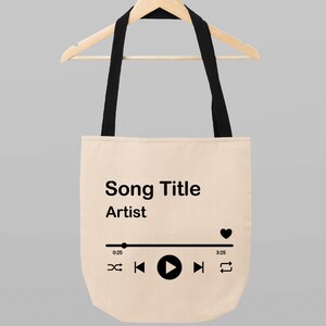 Song Title and Artist Name Tote Bag, Custom Song Tote Bag, Favorite ...