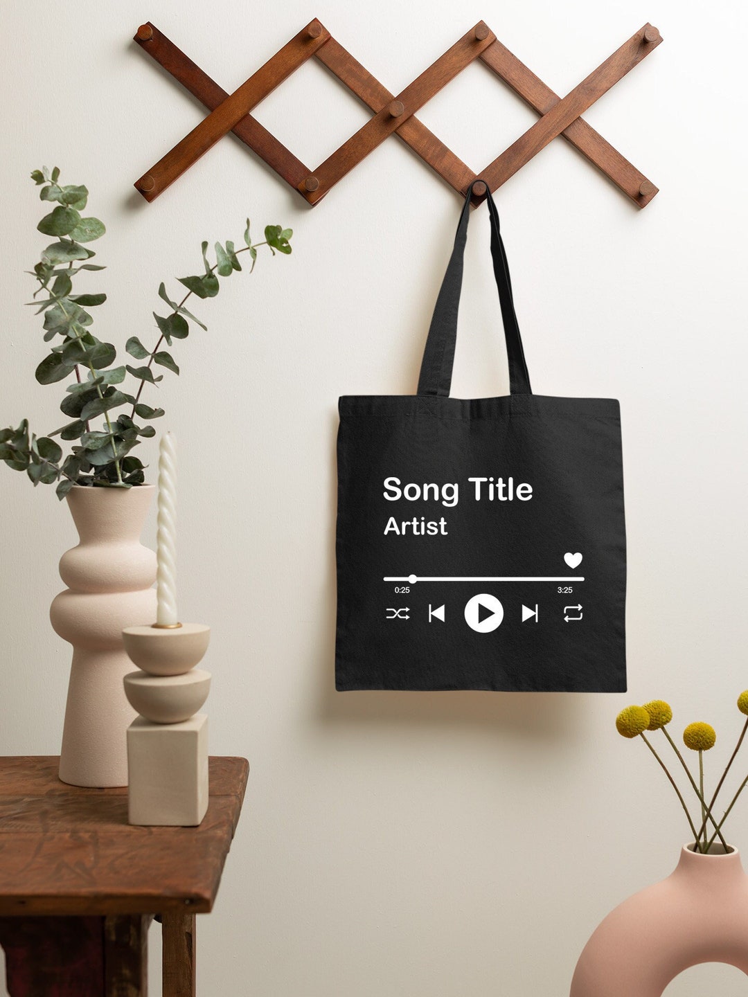 Song Title and Artist Name Tote Bag, Custom Song Tote Bag, Favorite ...