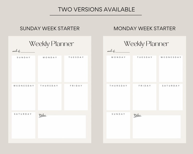 Weekly Printable Planner | Minimalist Weekly Schedule | Weekly ...