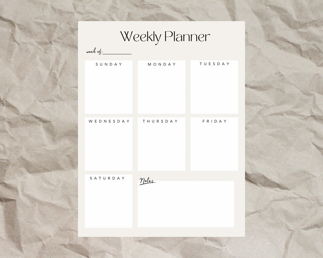 Weekly Printable Planner | Minimalist Weekly Schedule | Weekly ...
