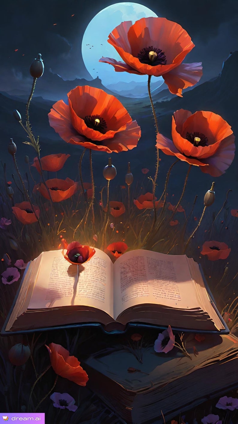 Poppies and Books - Etsy