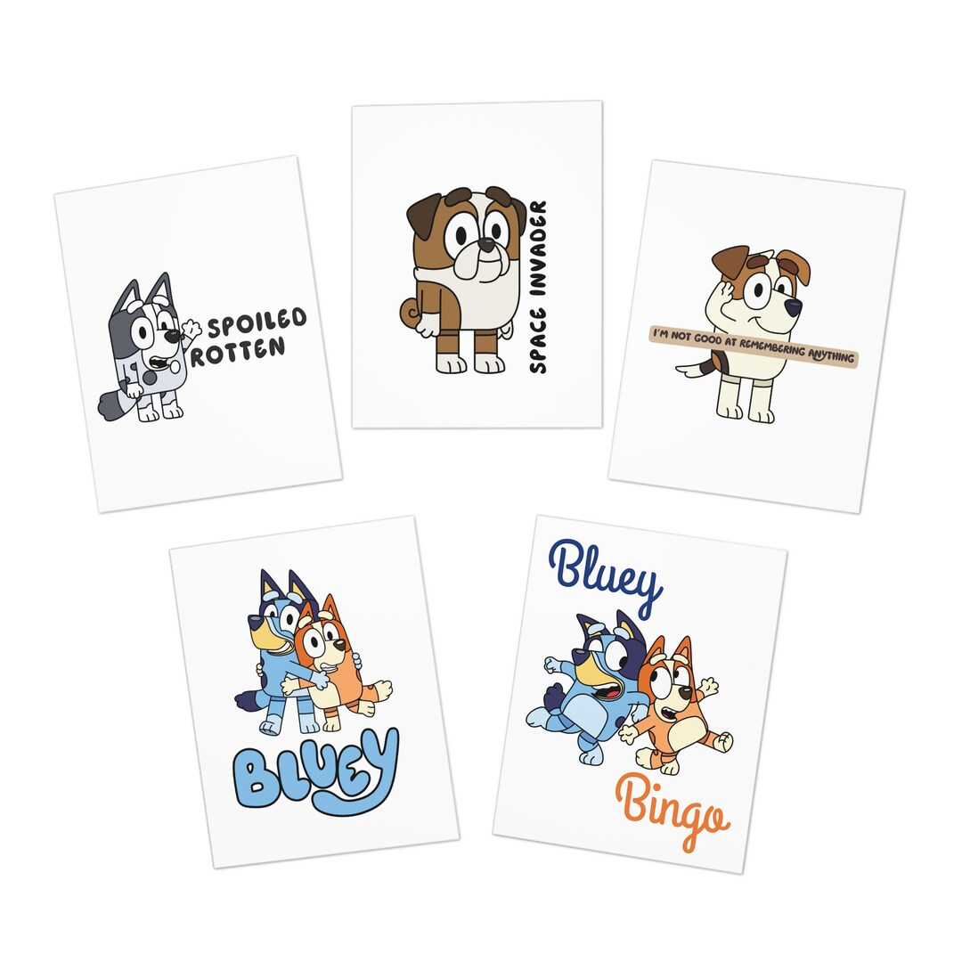 Multi-design Greeting Cards, Card Pack, Bluey Character Greeting Cards ...