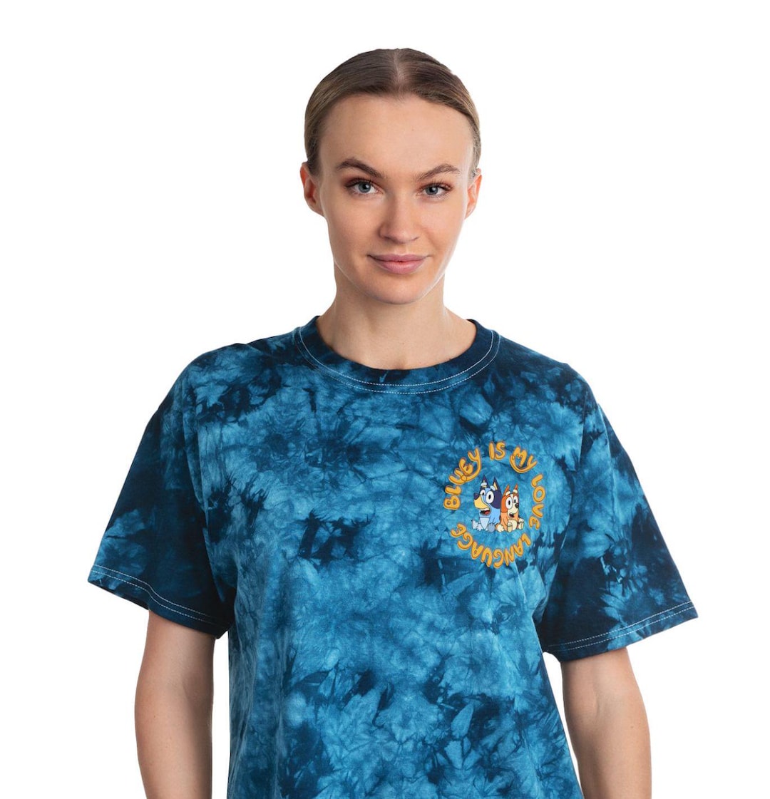 Bluey, Bluey Shirt, Tie-dye Tee, Love Language Shirt, Blue Tie Dye ...