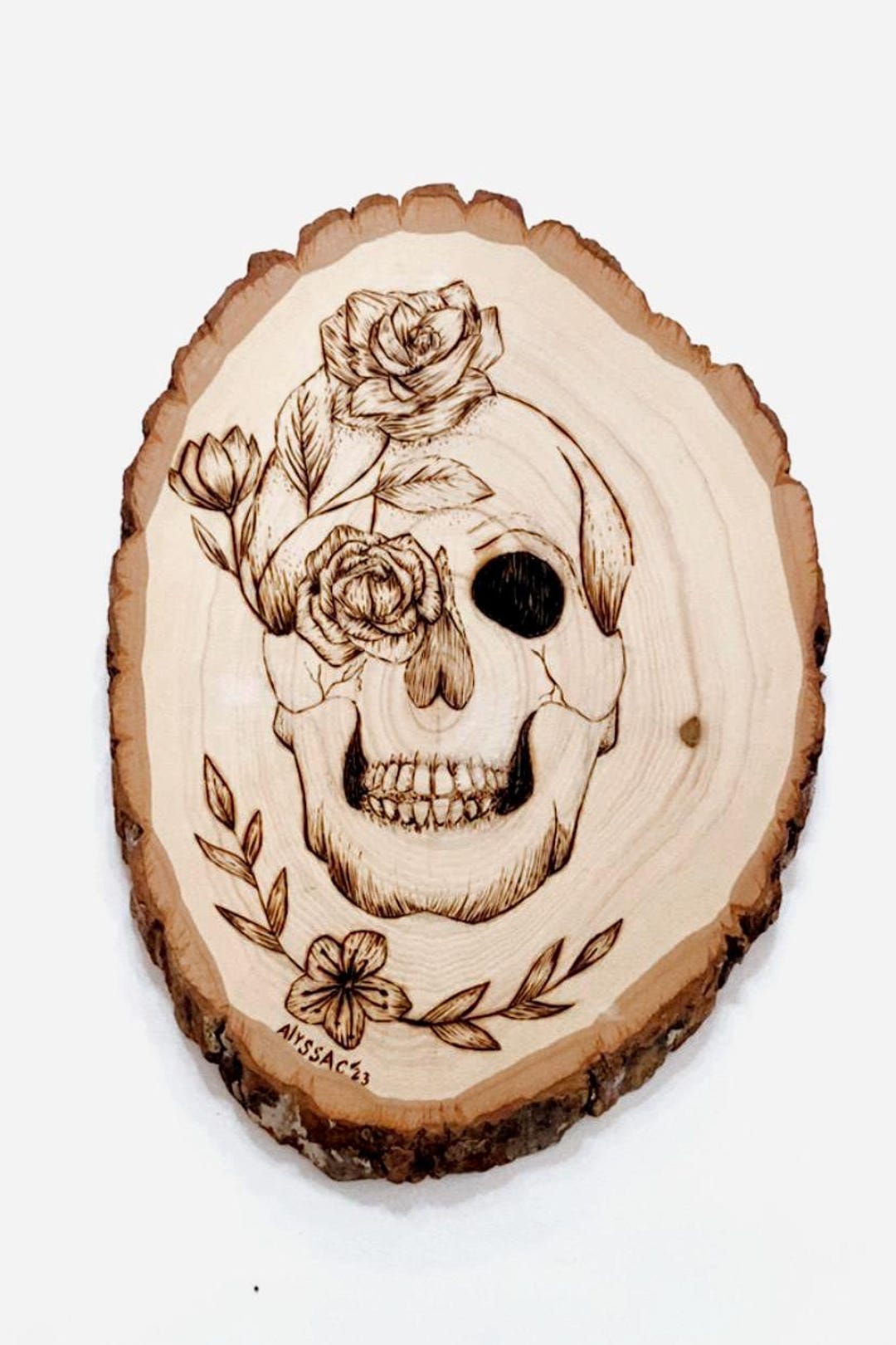 Woodburnt Handmade Skull by Alyssa Carbone ||10inx 7.5 || Gothic ...