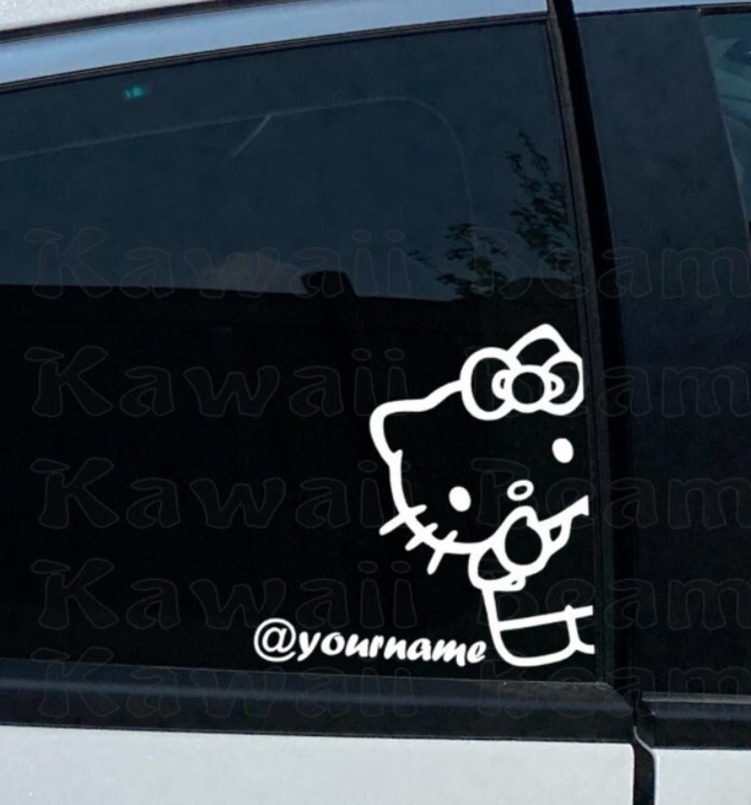 Kitty Custom Peeker Decal With Personalized Social Media Handle ...
