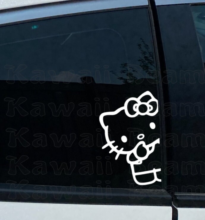 Hello Kitty Window Peeking Decal With Personalized Social - Etsy Canada