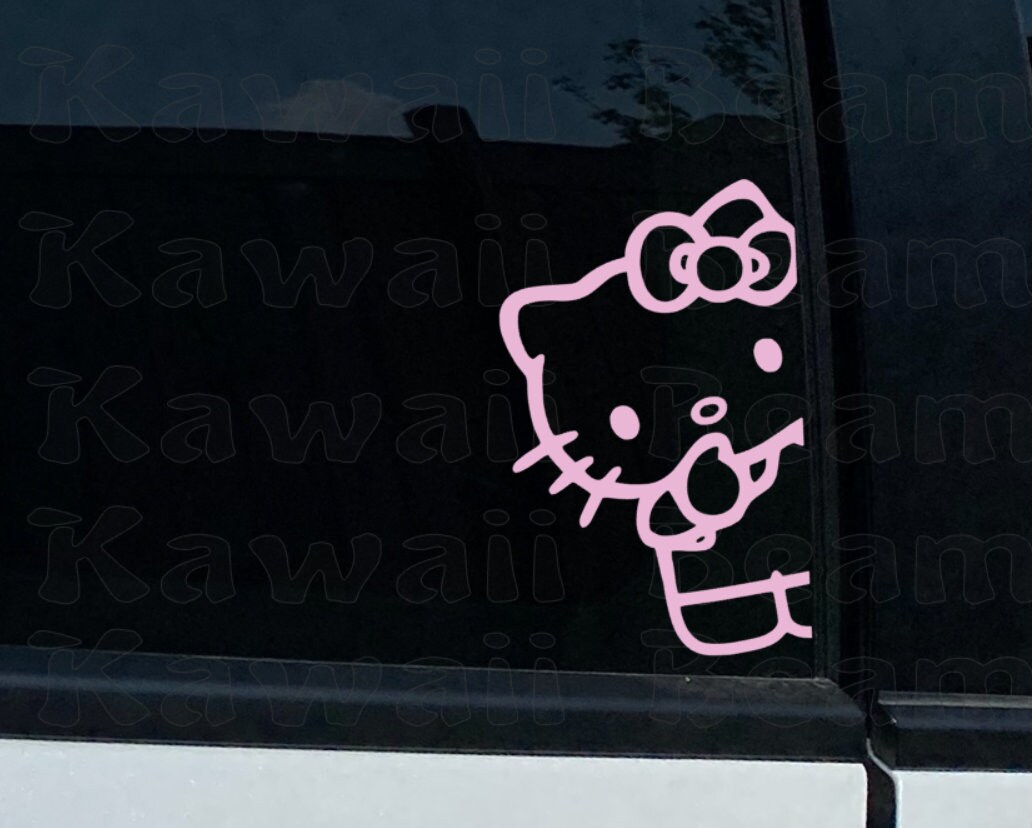 Hello Kitty Window Peeking Decal With Personalized Social - Etsy Canada
