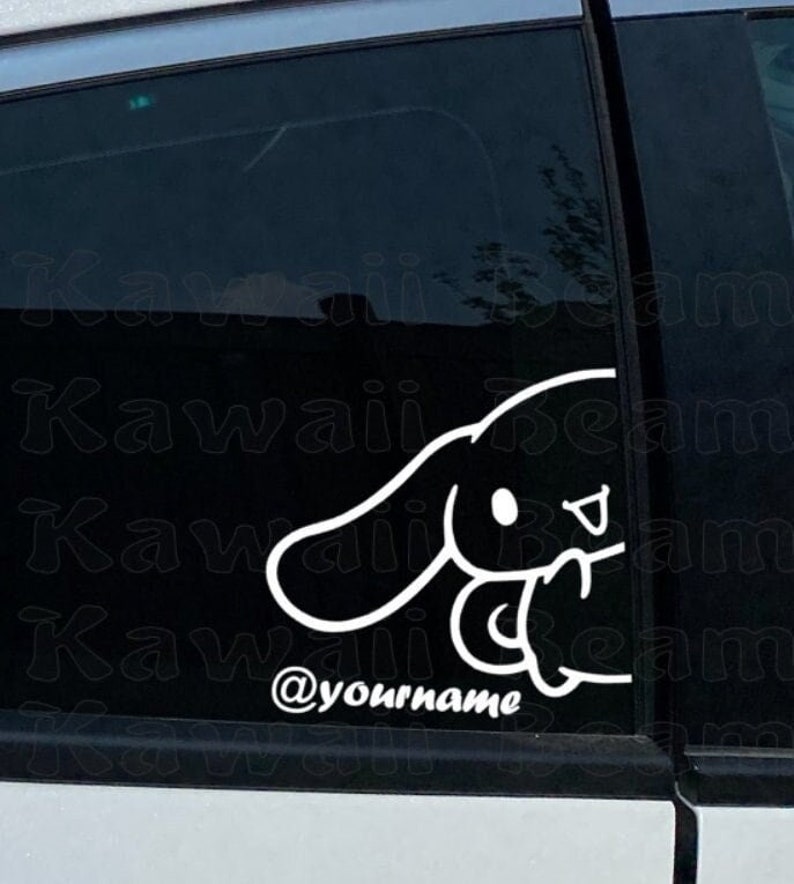 Cinnamoroll Window Peeking Decal with Personalized Social Media Handle Custom Decal Sanrio ...