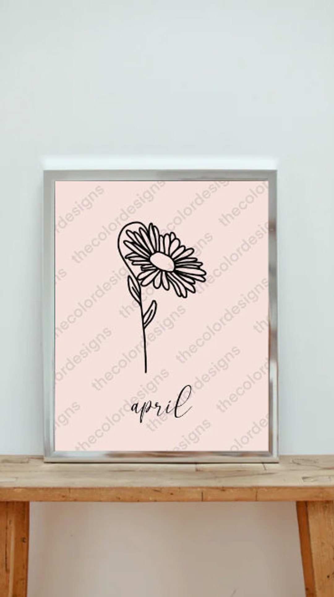 Birth Flower Art Print- April Daisy - Etsy