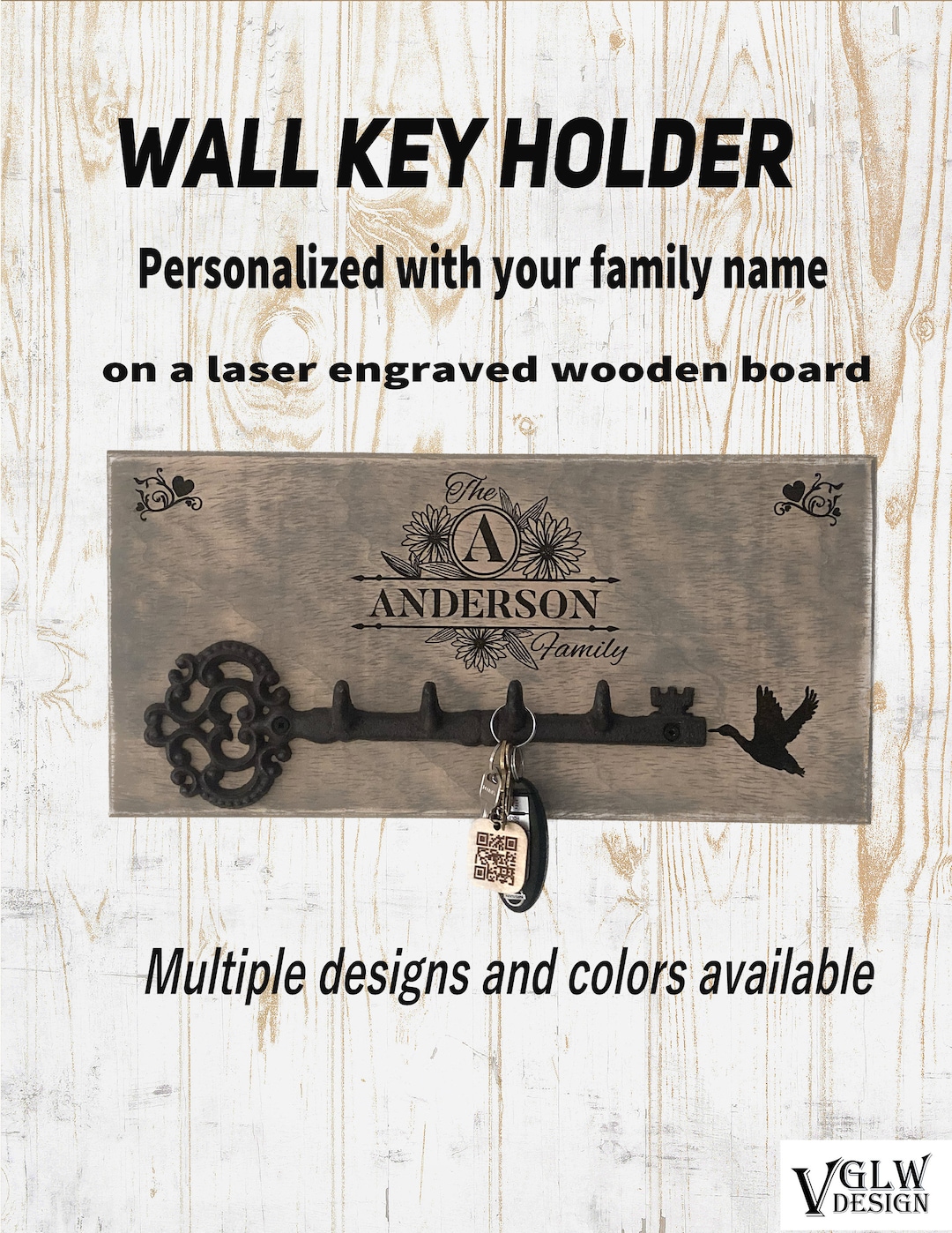 Wall Keys Holder, Family Keys Board, Entrance Keys Holder, Entryway ...