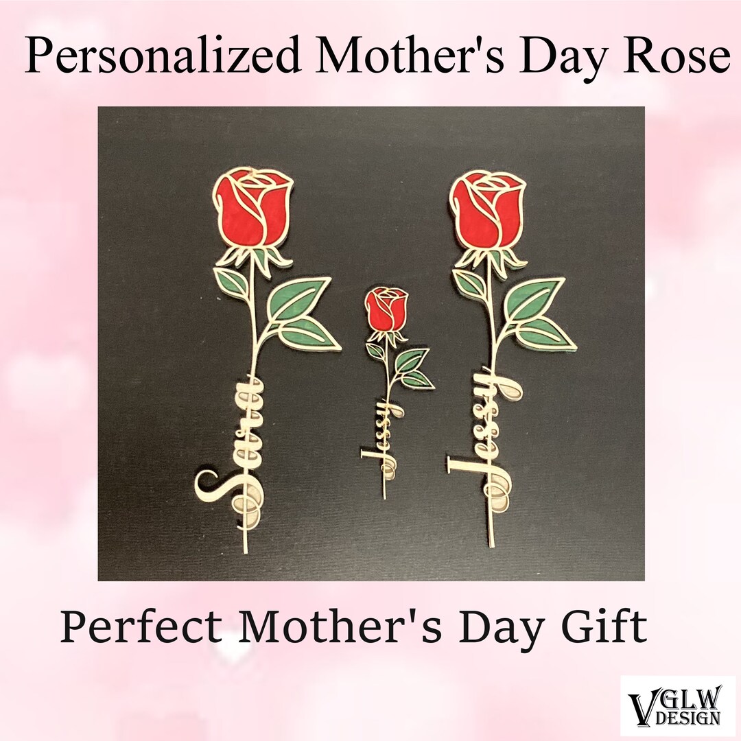 Name Rose, Custom Wooden Rose, Personalized Mothers Day Rose, Gift for ...