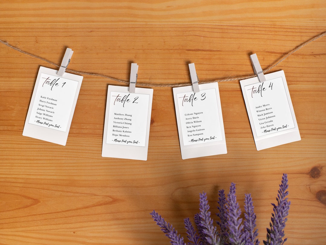 Modern Wedding Seat Cards | 2 Sizes | Seating Plan | Minimal Table ...