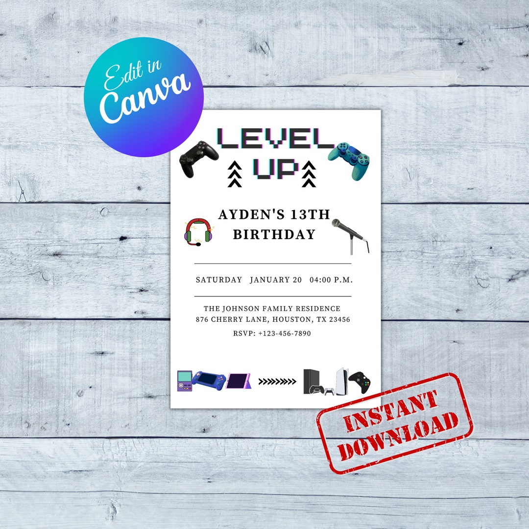 Video Game Birthday Invitation |game Party | Boys Game Party | Gaming ...