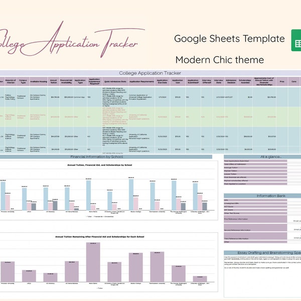 College Application Tracker Google Sheets - Etsy College Application Tracker Google Sheets - Etsy