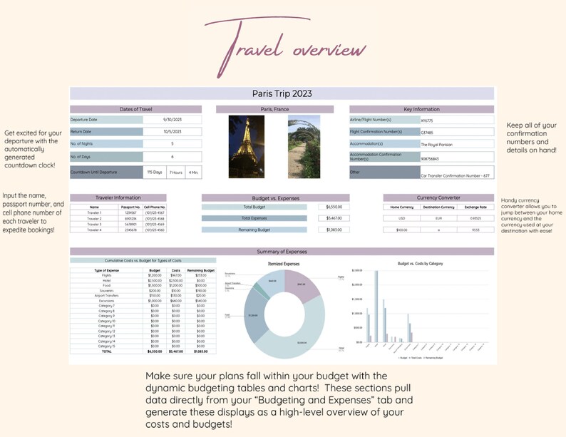 Travel Planner Template Fillable and Customizable Travel Planner ...