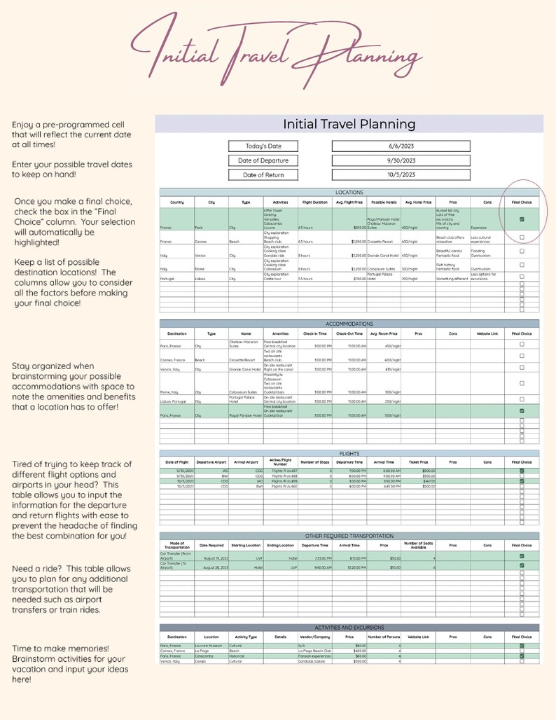 Travel Planner Template Fillable and Customizable Travel Planner ...