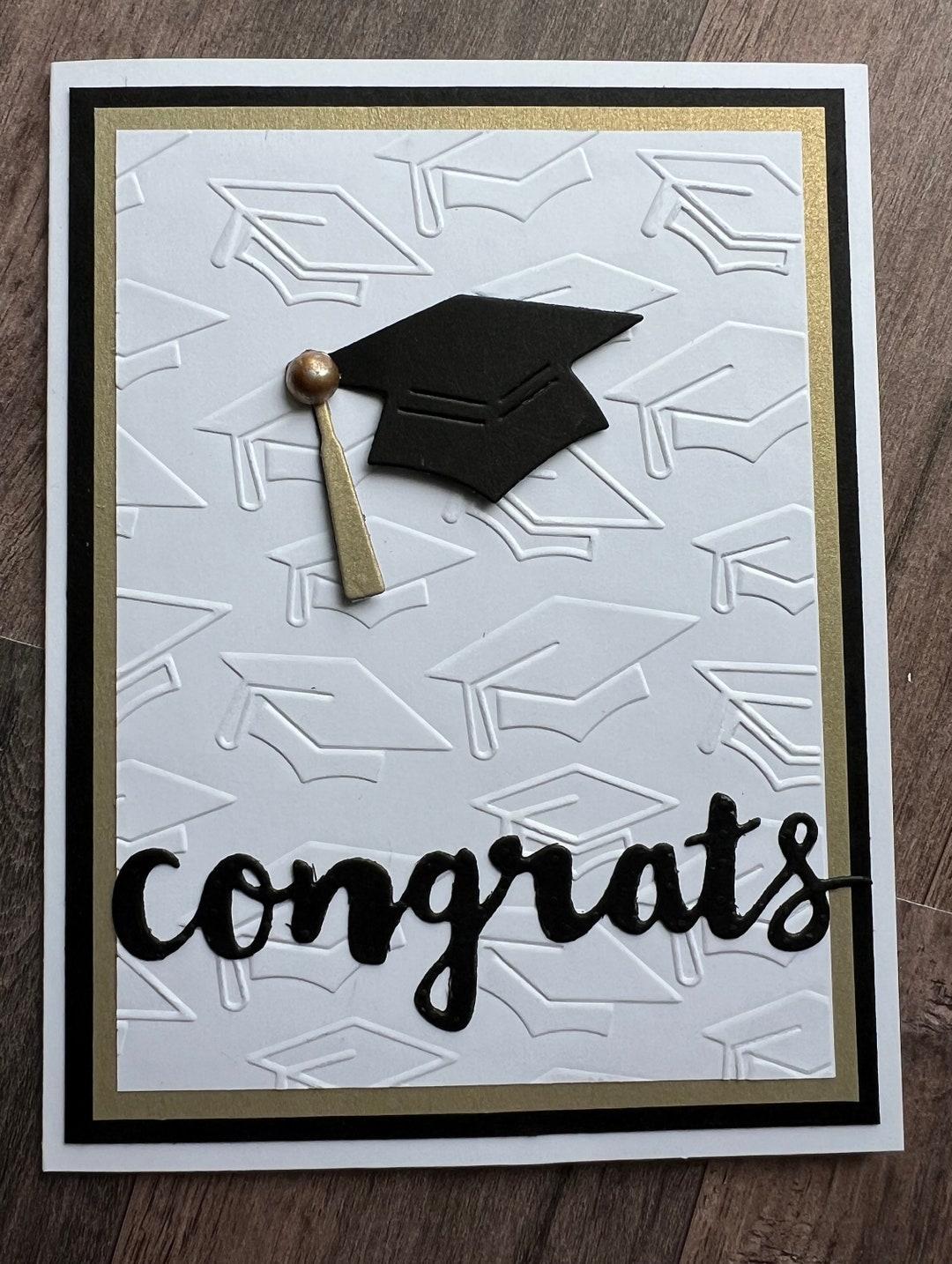 Graduation Congrats Card With Die Cut Cap - Hand Stamped - Etsy