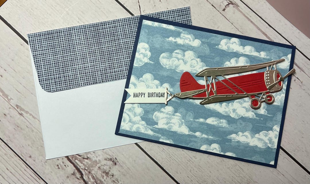 Airplane Birthday Cards - Hand Stamped and Die Cut Adventurous Sky Card ...