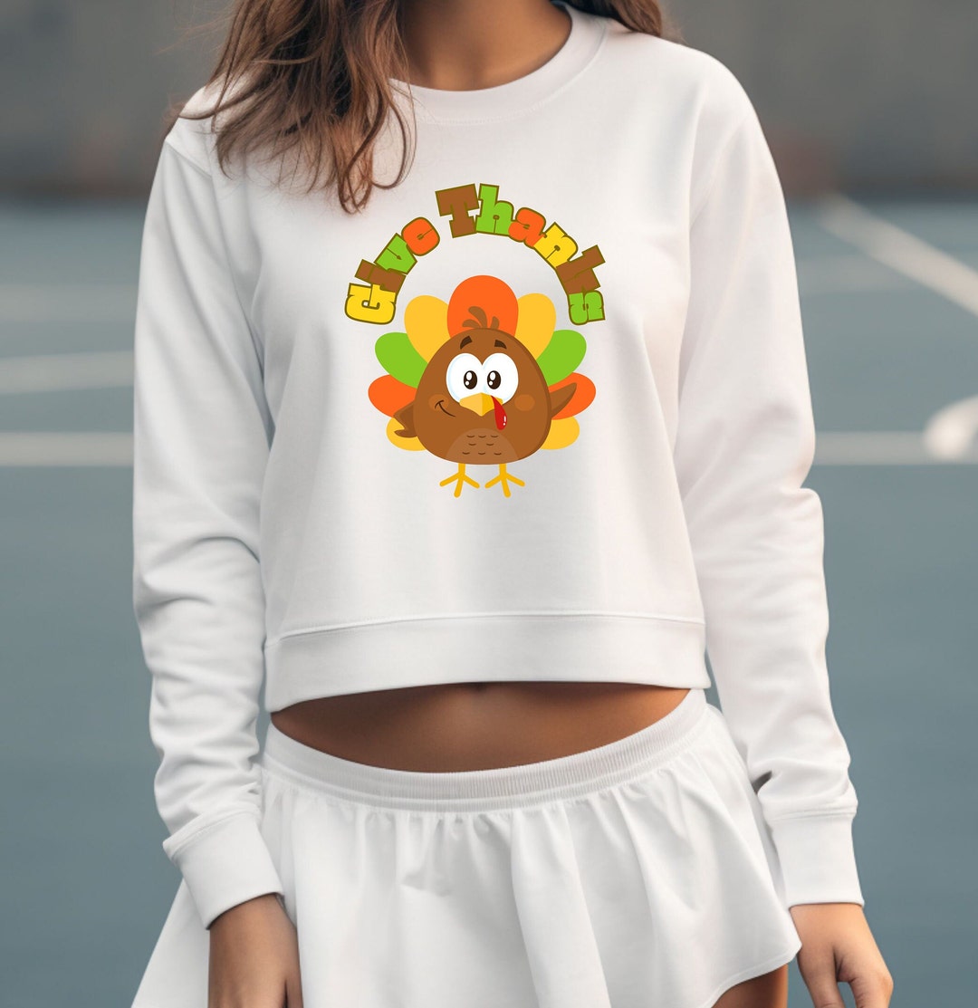 Give Thanks Cropped Fleece Pullover, Cropped Fleece Sweater, Holiday ...