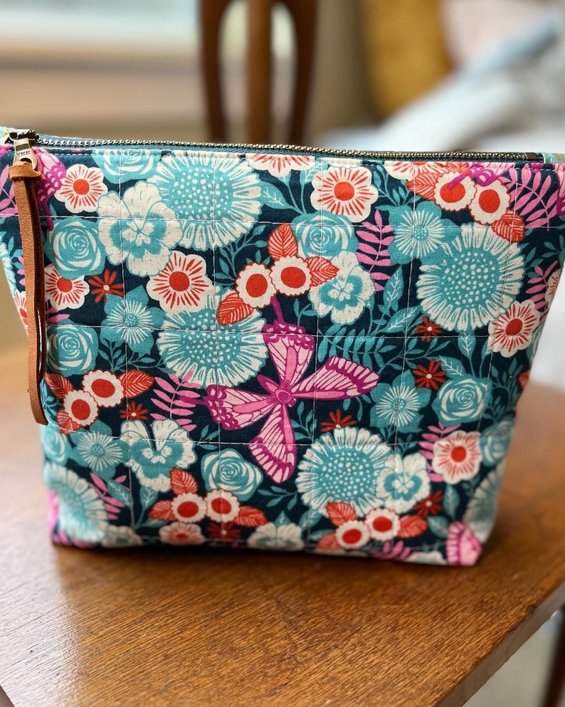 Handmade Quilted Zipper Pouch W Lining And Inside Pocket Cosmetic Bag
