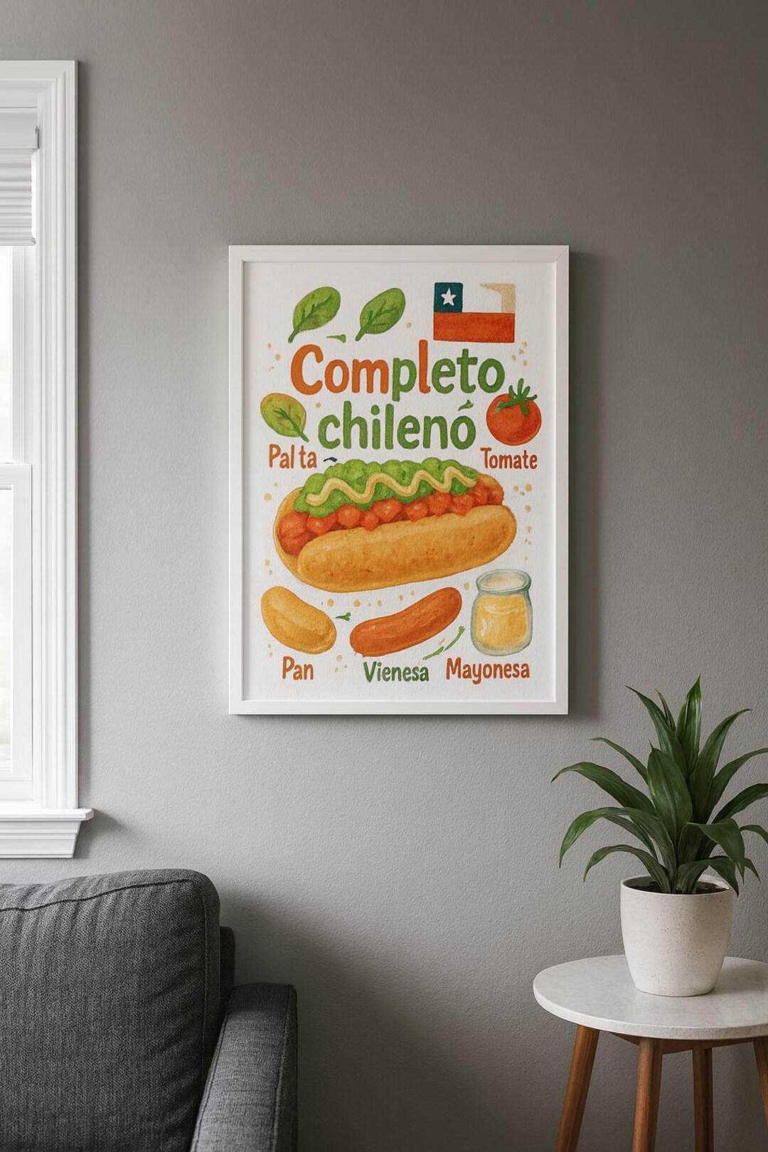 Completo Chileno Food Art Print: Chilean Cuisine Framed Canvas - Etsy
