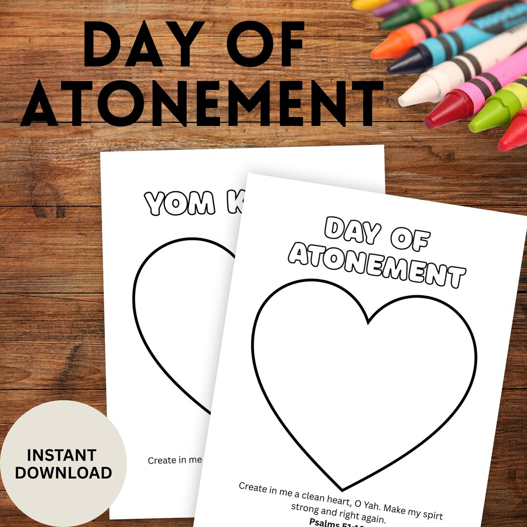 Yom Kippur Coloring Pages, Day of Atonement Worksheet (PDF) - Etsy
