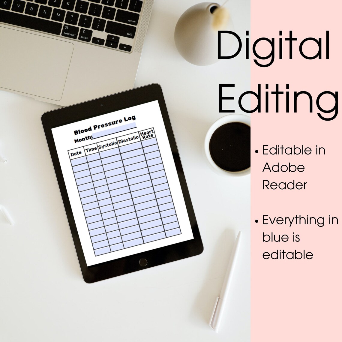 Large Print Blood Pressure Log, Printable Blood Pressure Tracker ...