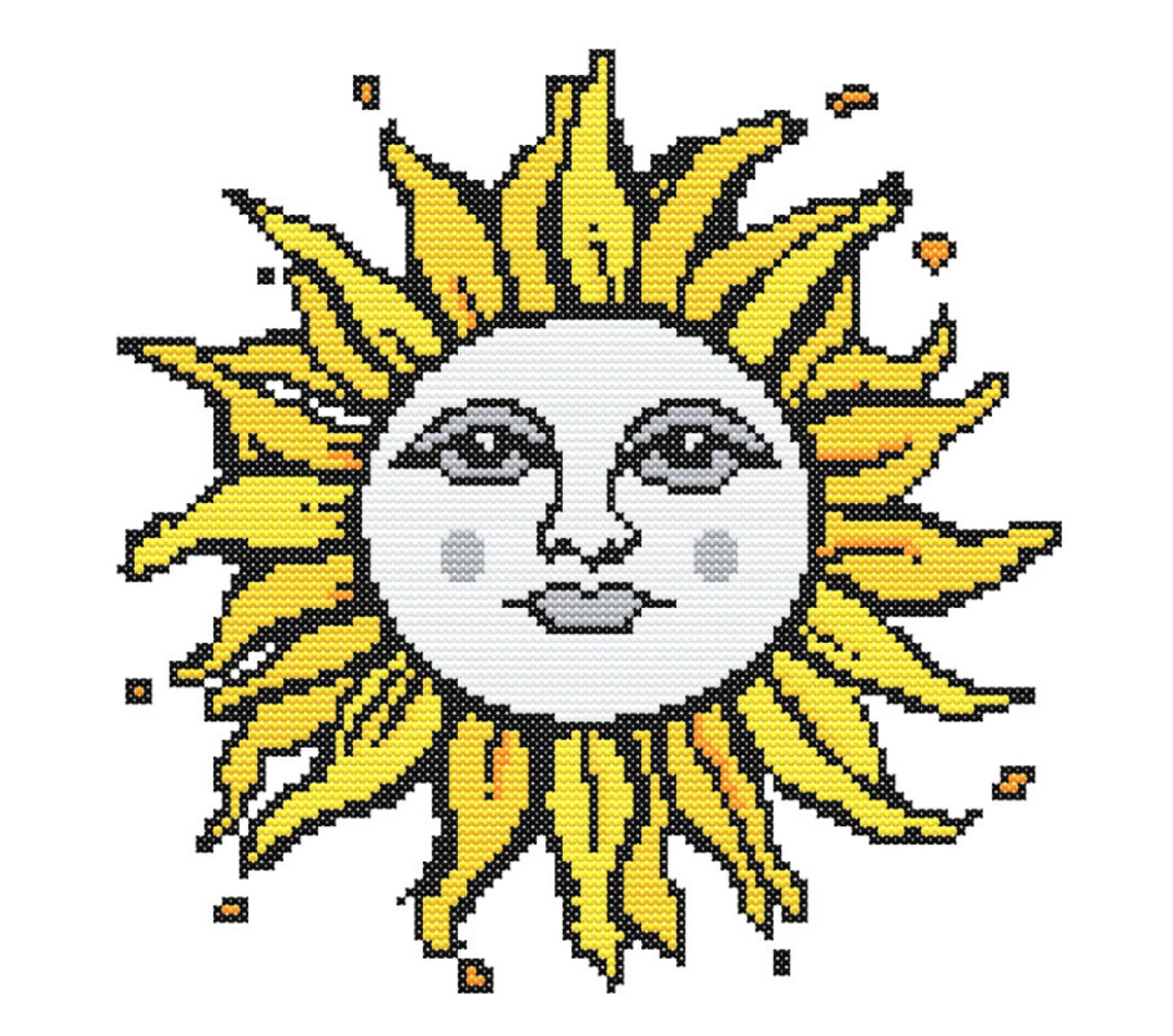 Solar Eclipse Sun and Moon Cross Stitch Pattern - Etsy