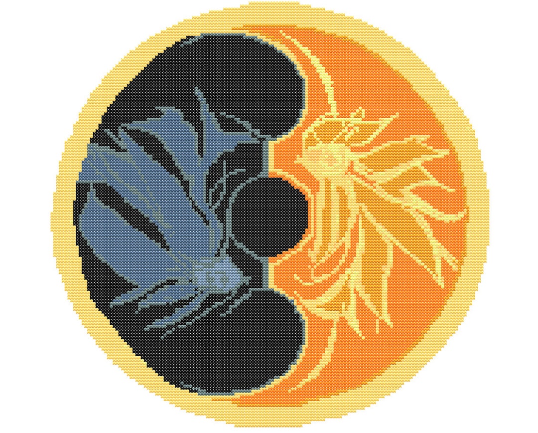 Yin Yang Betta Fish Cross Stitch Pattern - Etsy