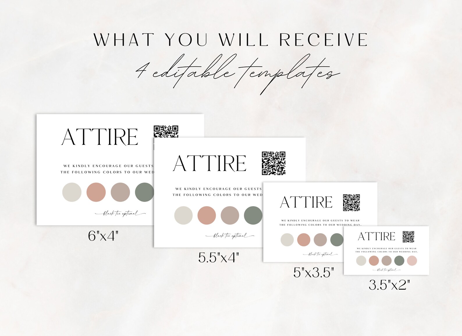 Wedding Dress Code Card Template, Attire Guide for Guests, Modern ...