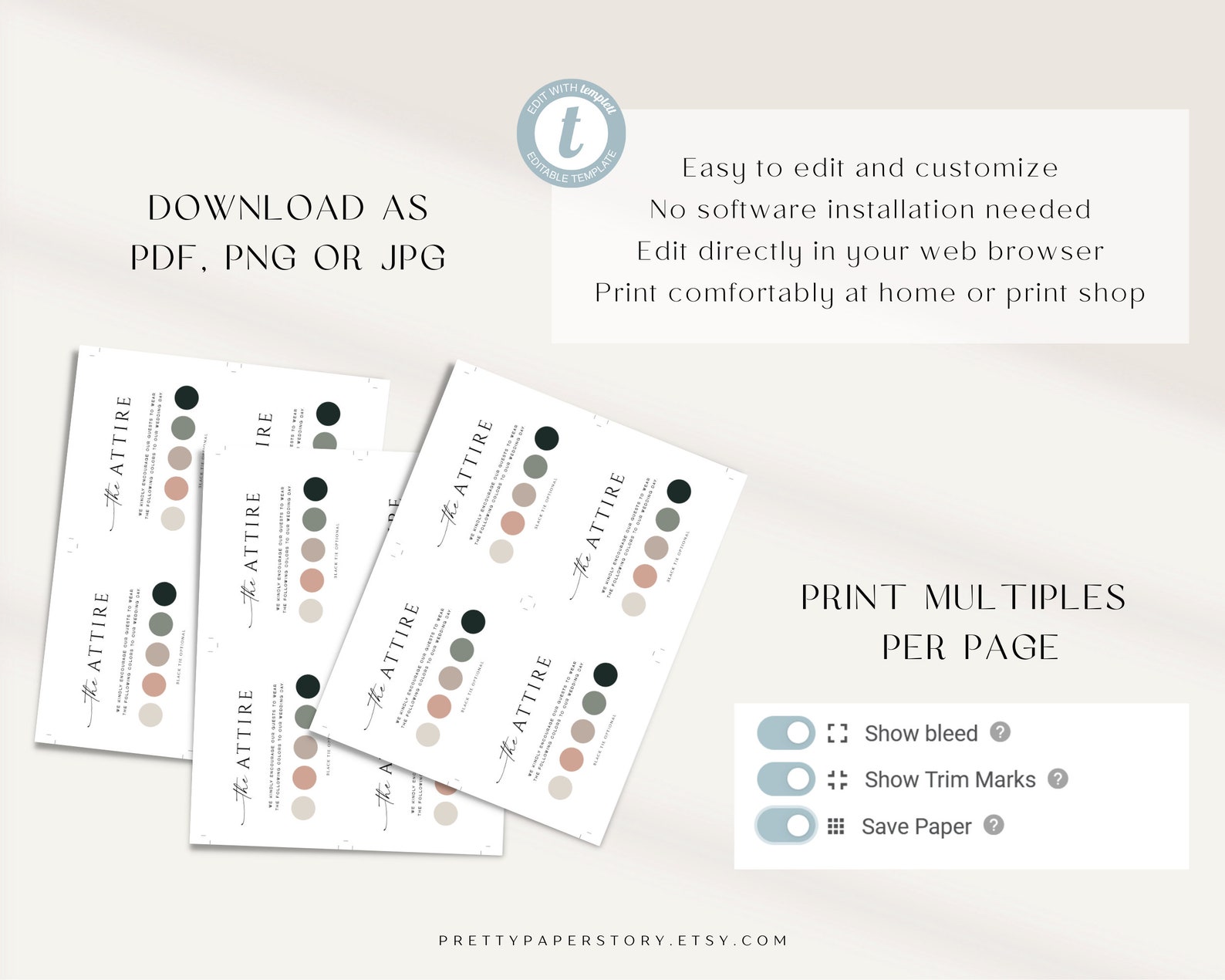 Editable Wedding Dress Code Insert Card, Modern Attire Card for Guests ...